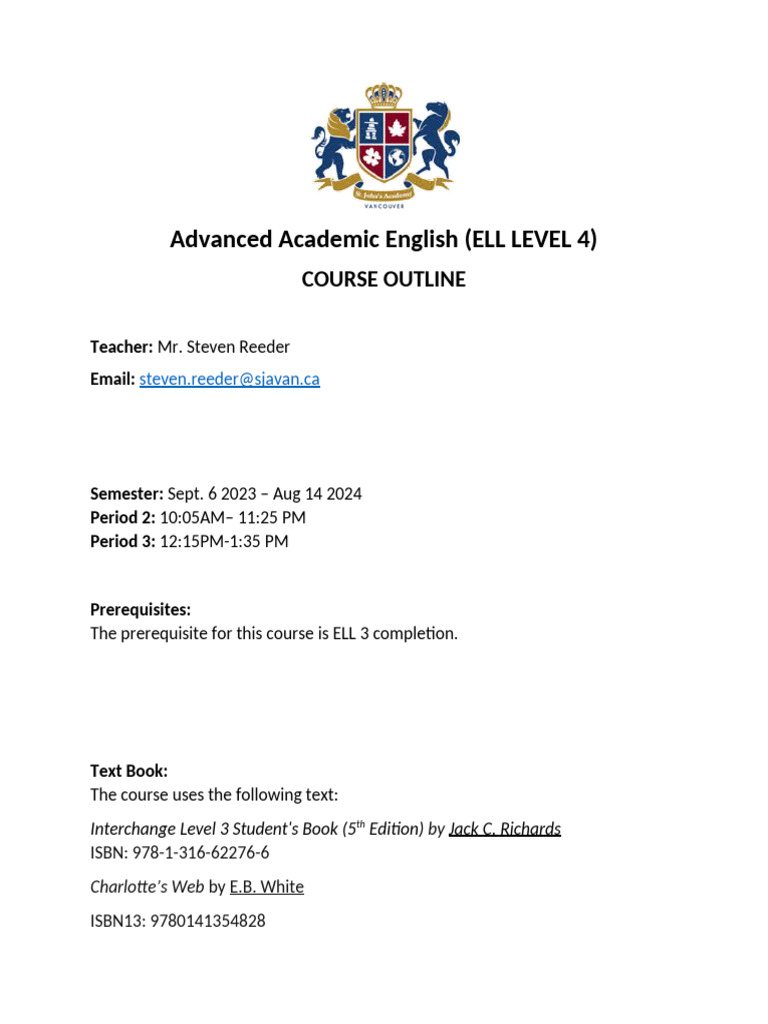 ELL 4 May 2021 Course Outline | PDF