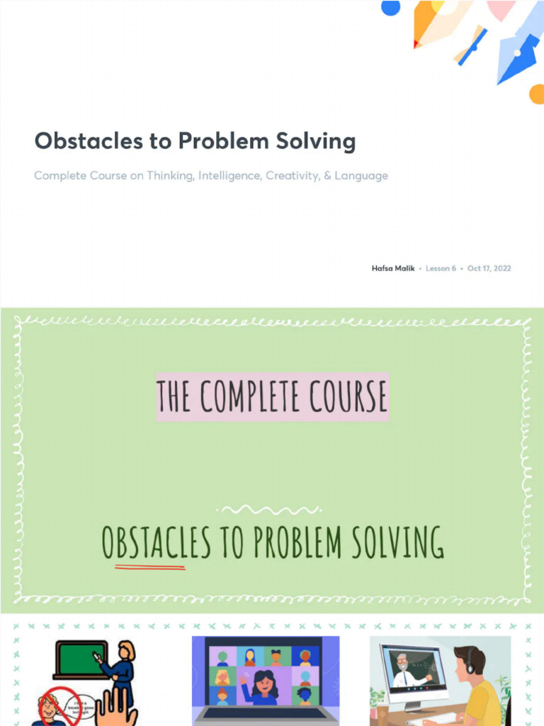 Obstacles To Problem Solving With Anno 1724329746055 | PDF