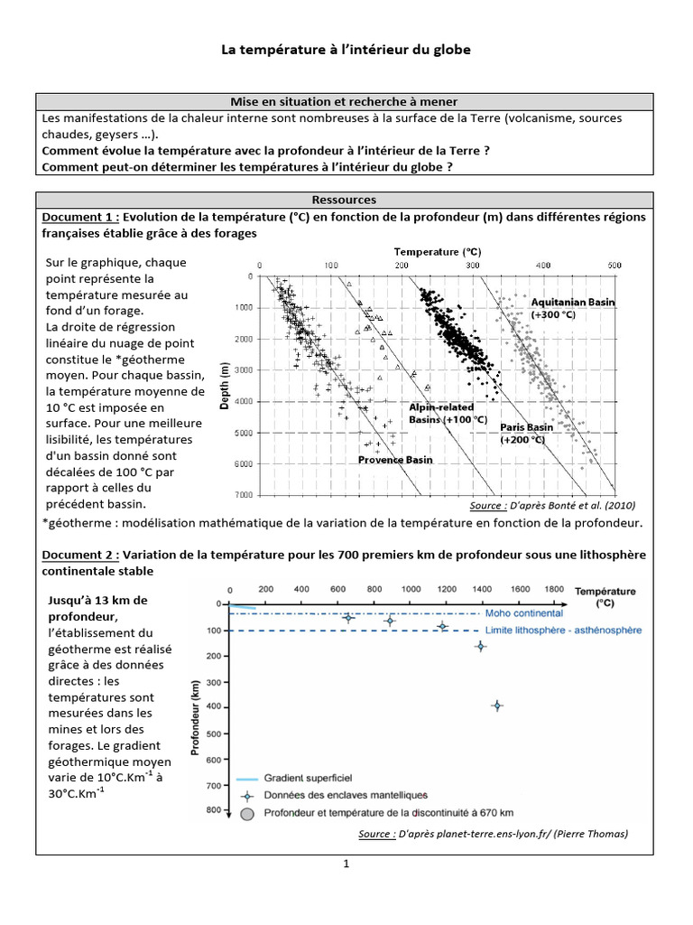 La Température À l' Intérieur Du Globe | PDF
