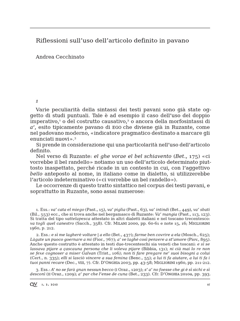 Riflessioni Sull Uso Dell Articolo Defi | PDF