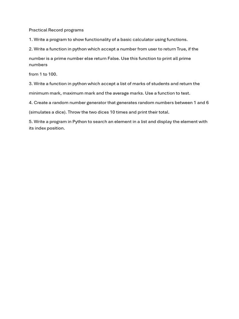 Class Xii Practical - 2024 Record | PDF