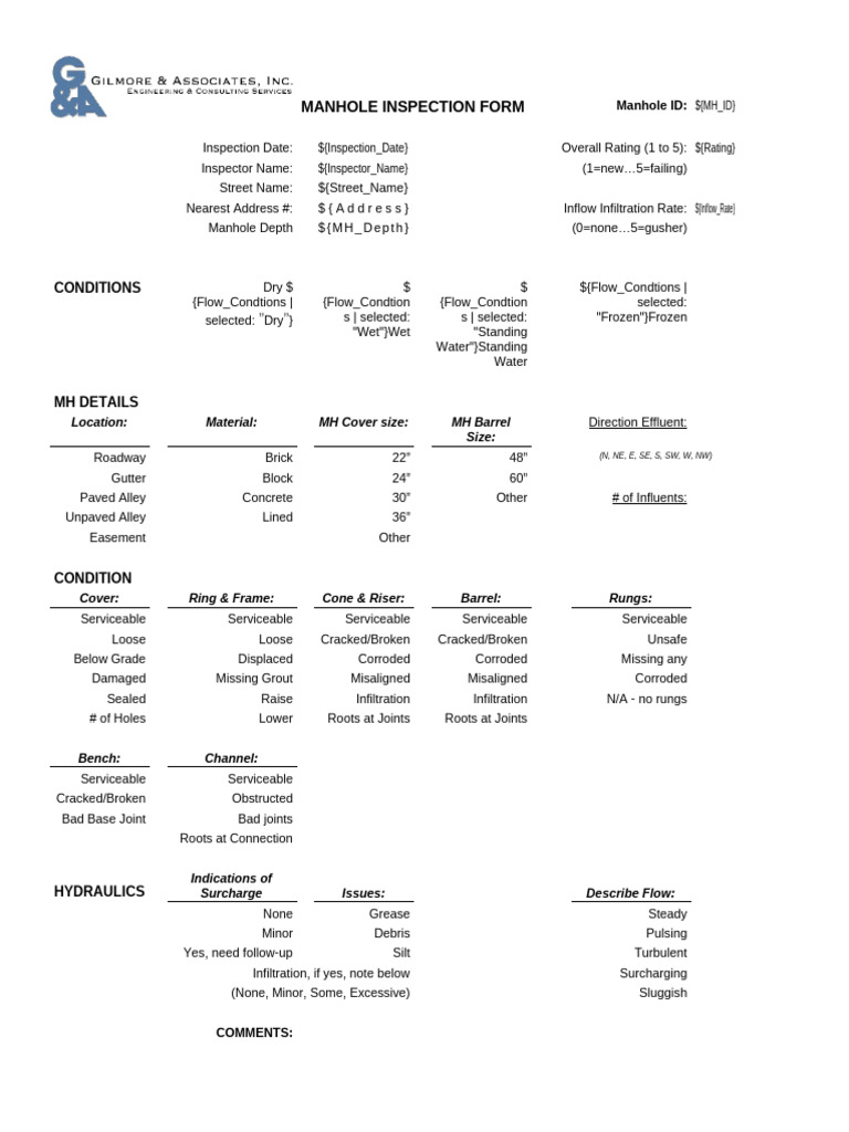 Manhole Inspection Form 2 | PDF