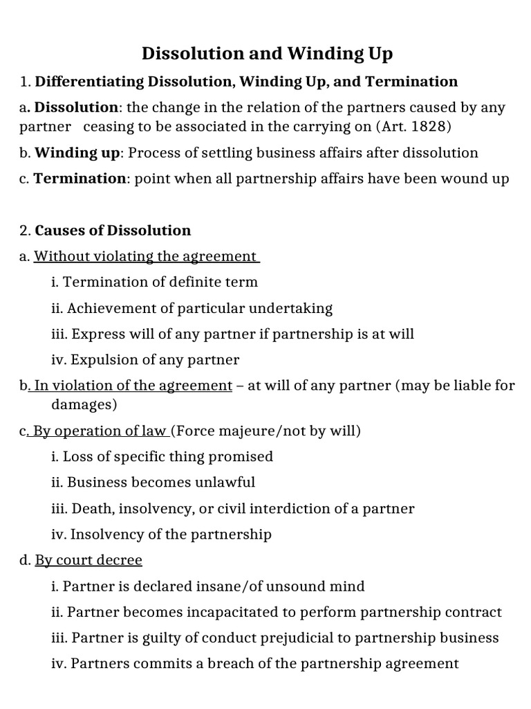Winding Up and Dissolution Explained | PDF | Partnership | Liquidation