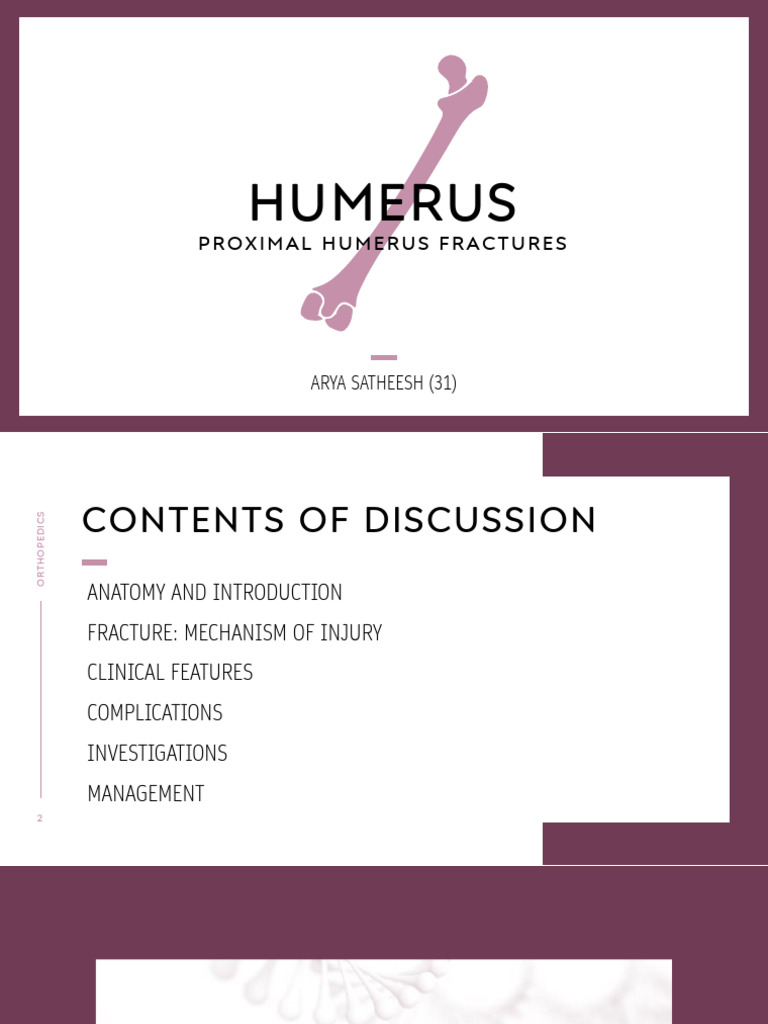 PROXIMAL HUMERUS FRACTURES - Arya Satheesh | PDF | Shoulder | Arm