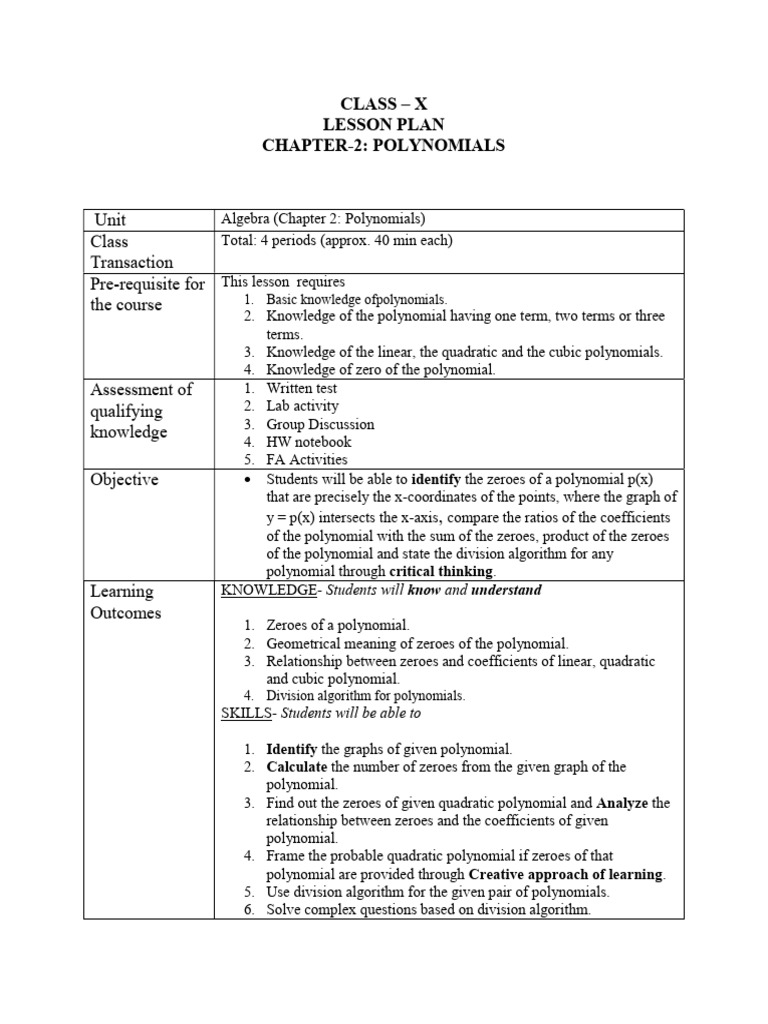 Chapter 2 - Polynomials | PDF