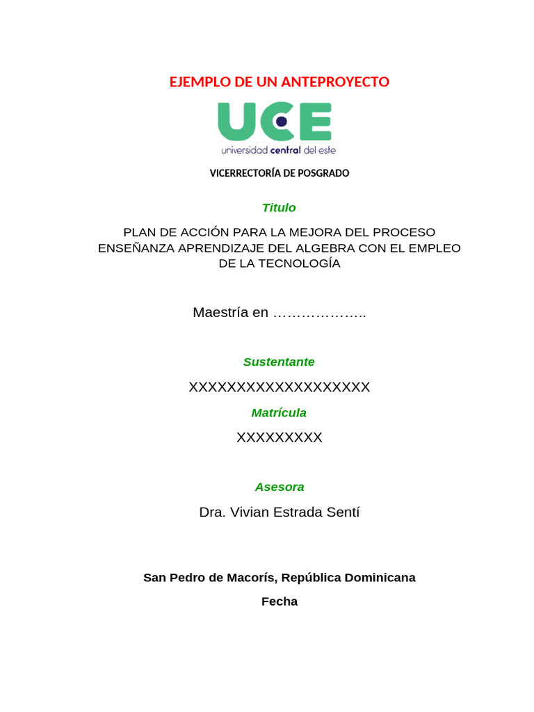 Un Ejemplo de AnteProyecto | PDF