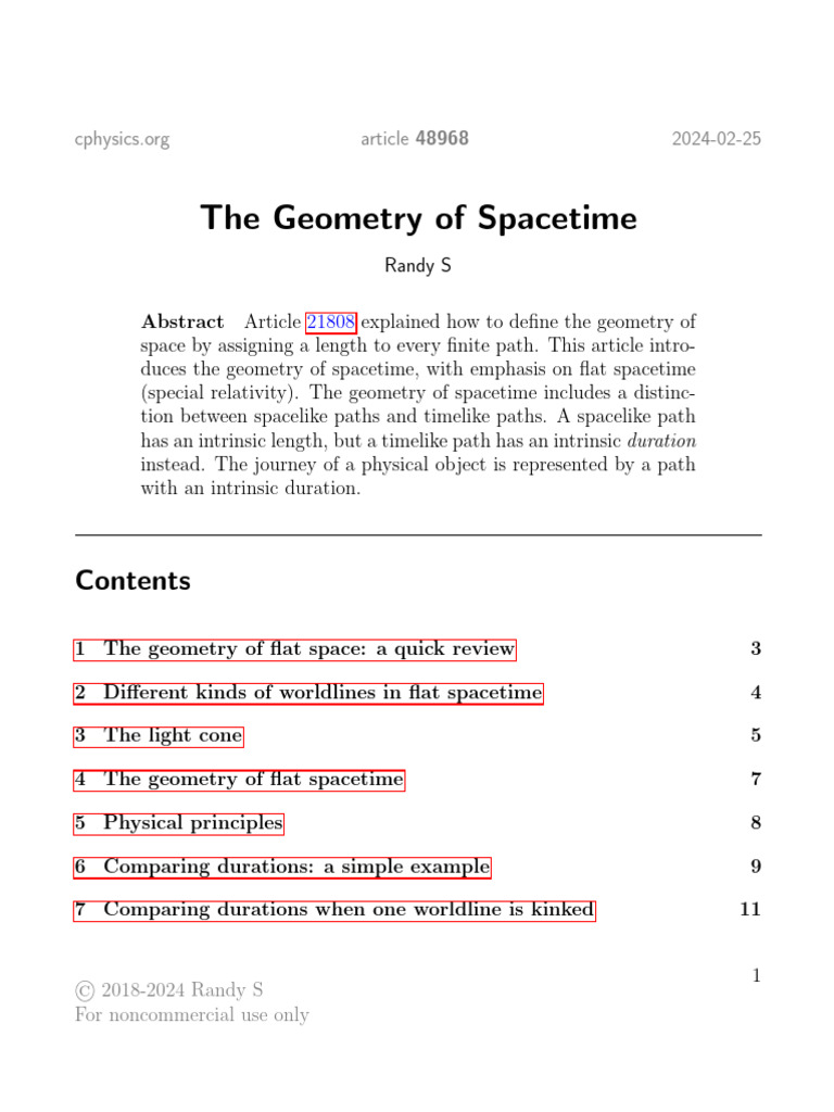 The Geometry of Spacetime: Article 2024-02-25 | PDF