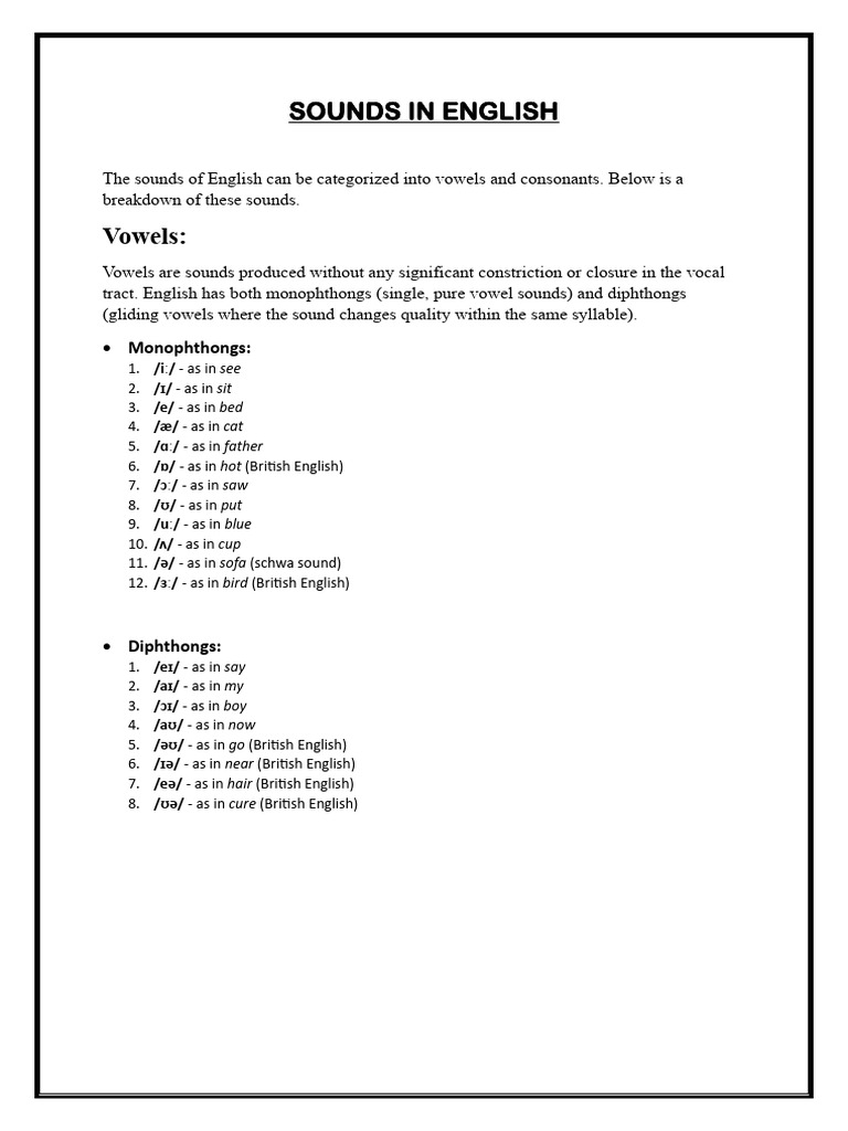 English Sounds | PDF | Language Arts & Discipline | Foreign Language ...