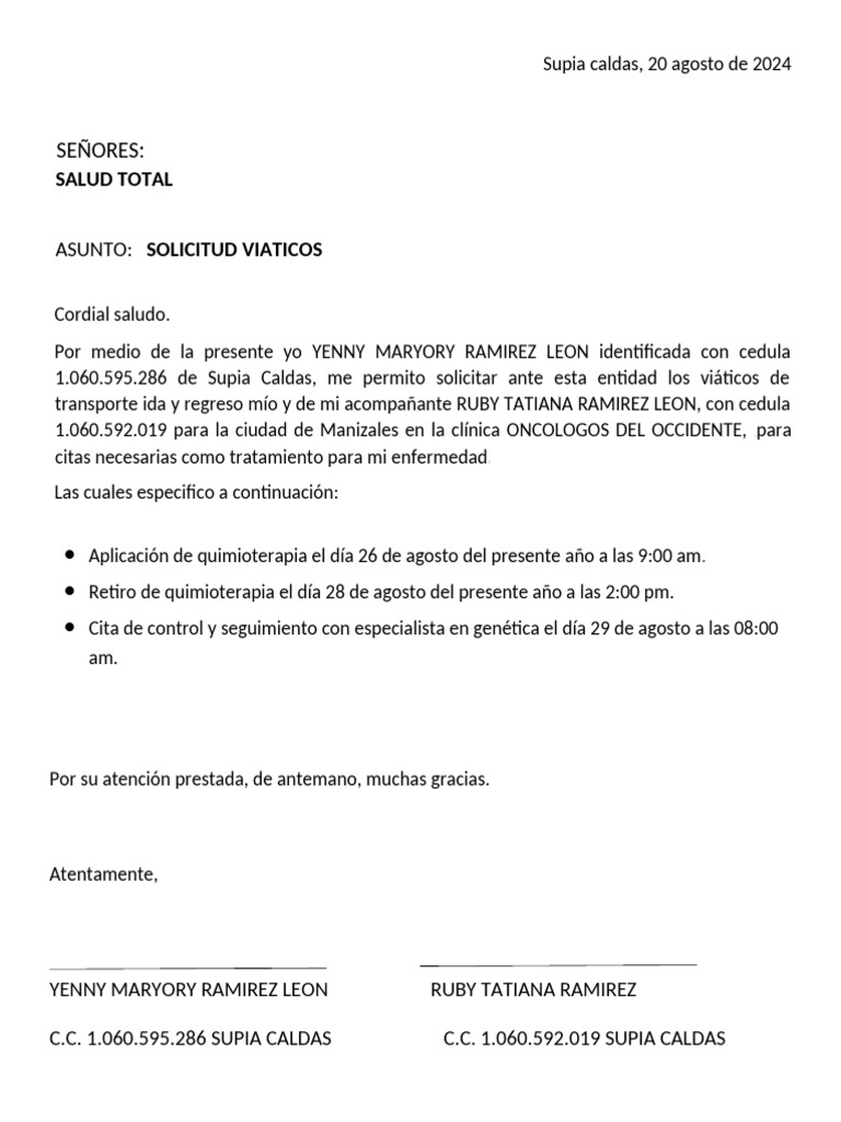 Carta Solicitud Pasajes | PDF