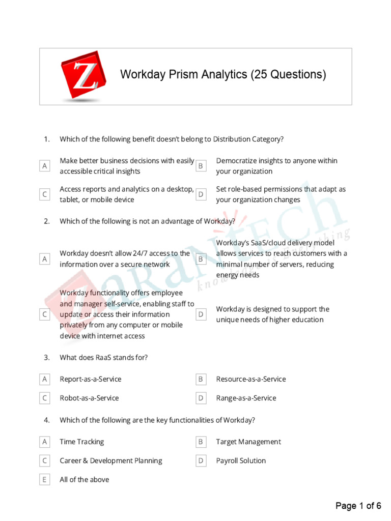 Workday Prism Analytics (25 Questions) | PDF