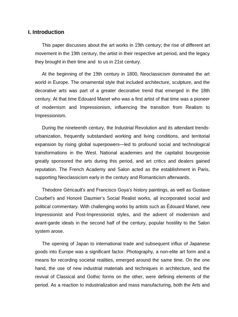 Group 2 Research 19th Century Arts | PDF