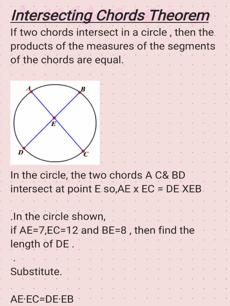 Intersecting Chord Theorum | PDF