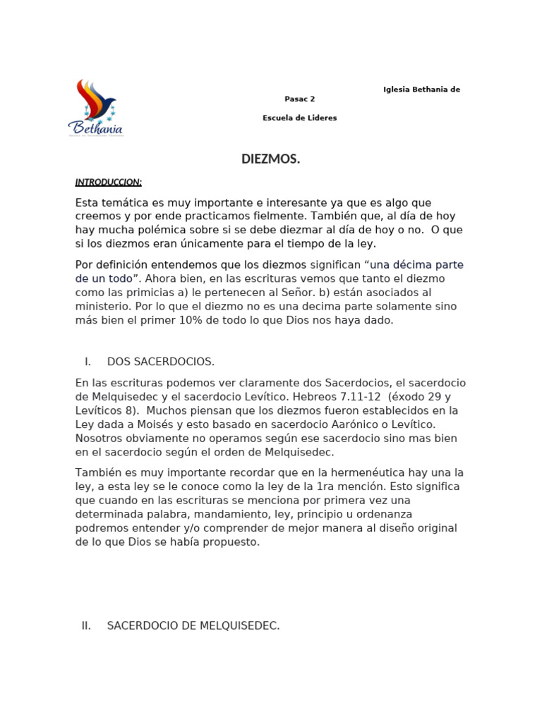 Esc. Lideres Diezmos | PDF