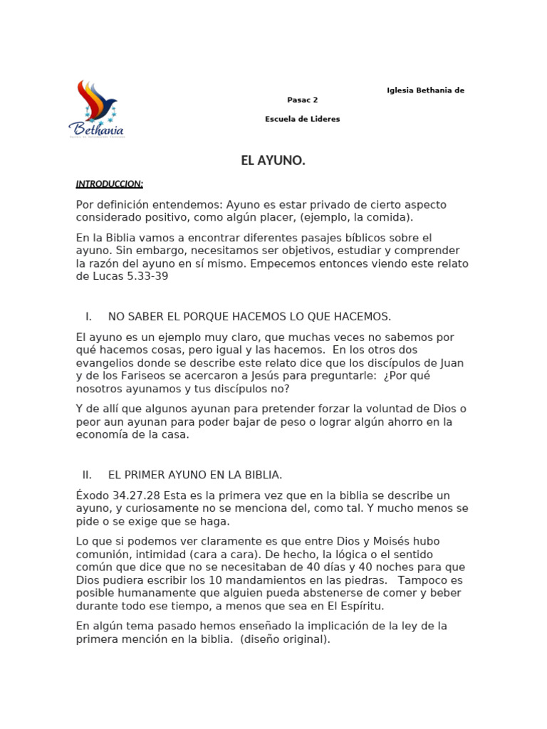 Esc. de Lideres, El Ayuno. | PDF