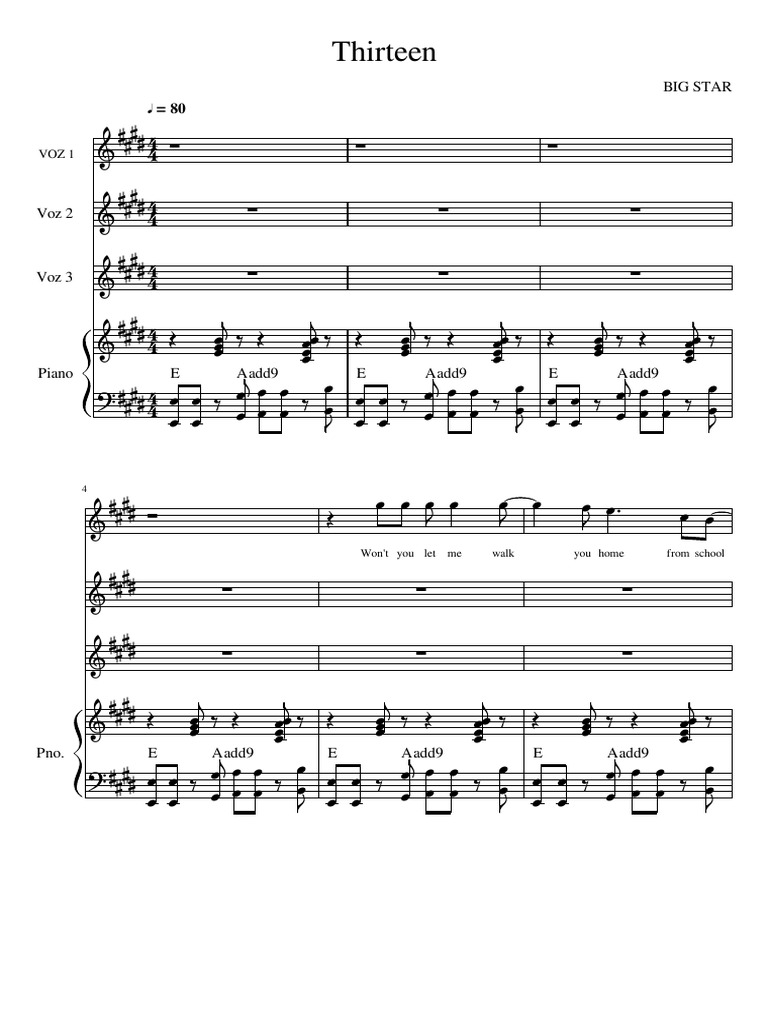 THIRTEEN Voz-Coro-Piano | PDF