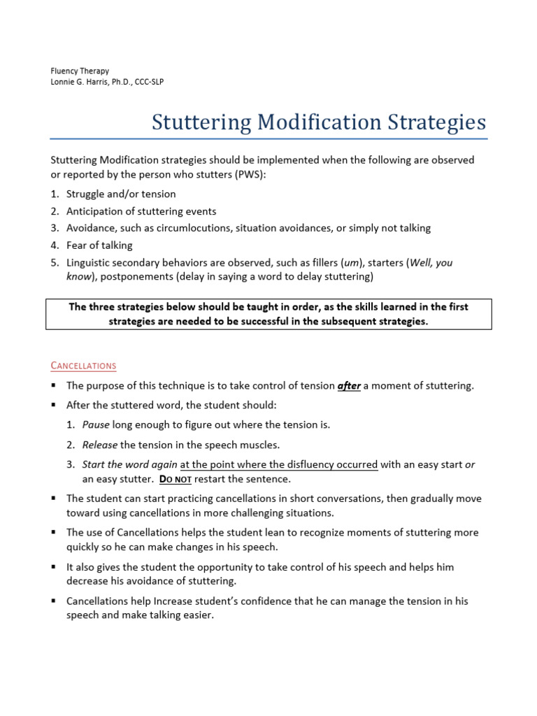 Stuttering Modification Techniques Guide | PDF | Stuttering | Human ...