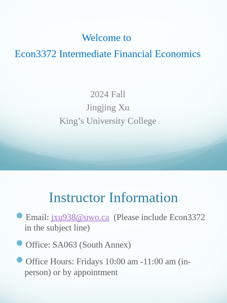 Econ3372 2024fall First Class | PDF