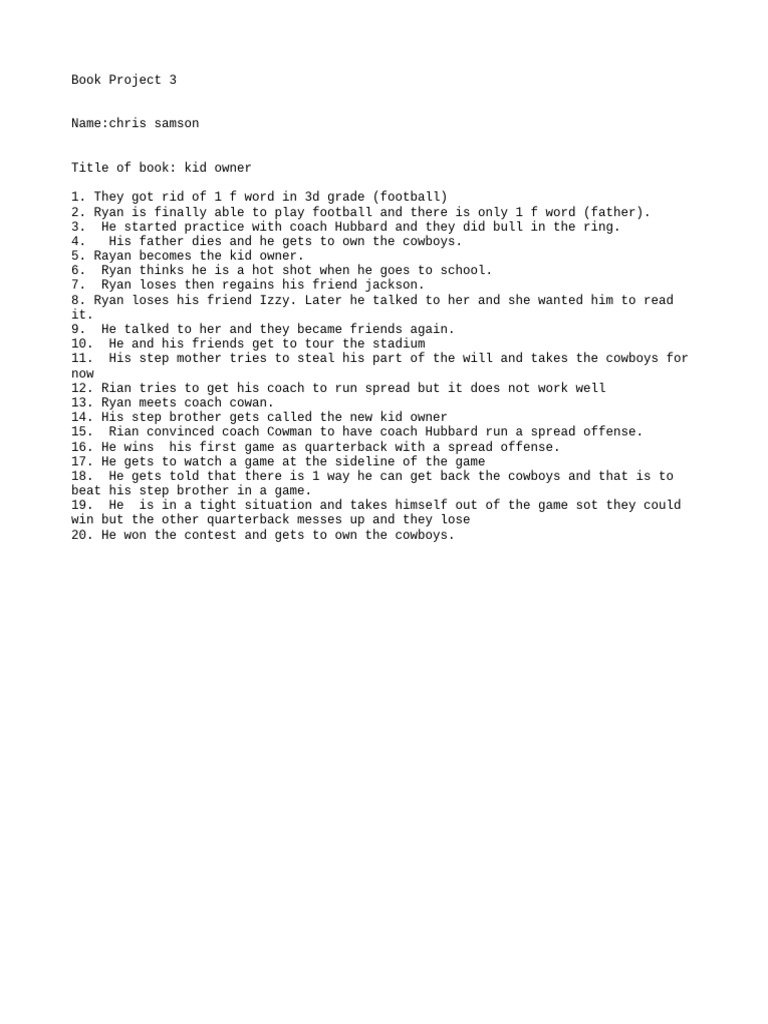 Christopher Samson - Book Project 3 - 11227431 | PDF