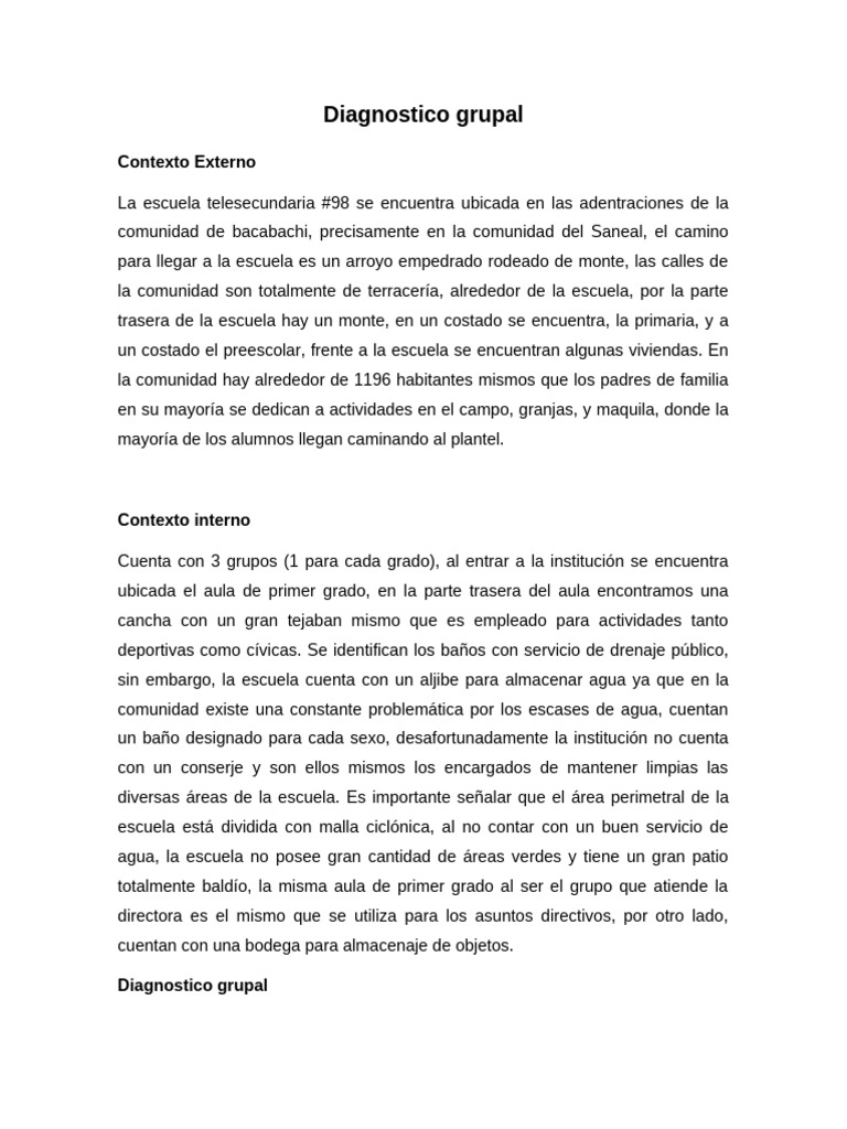 Diagnostico Grupal | PDF