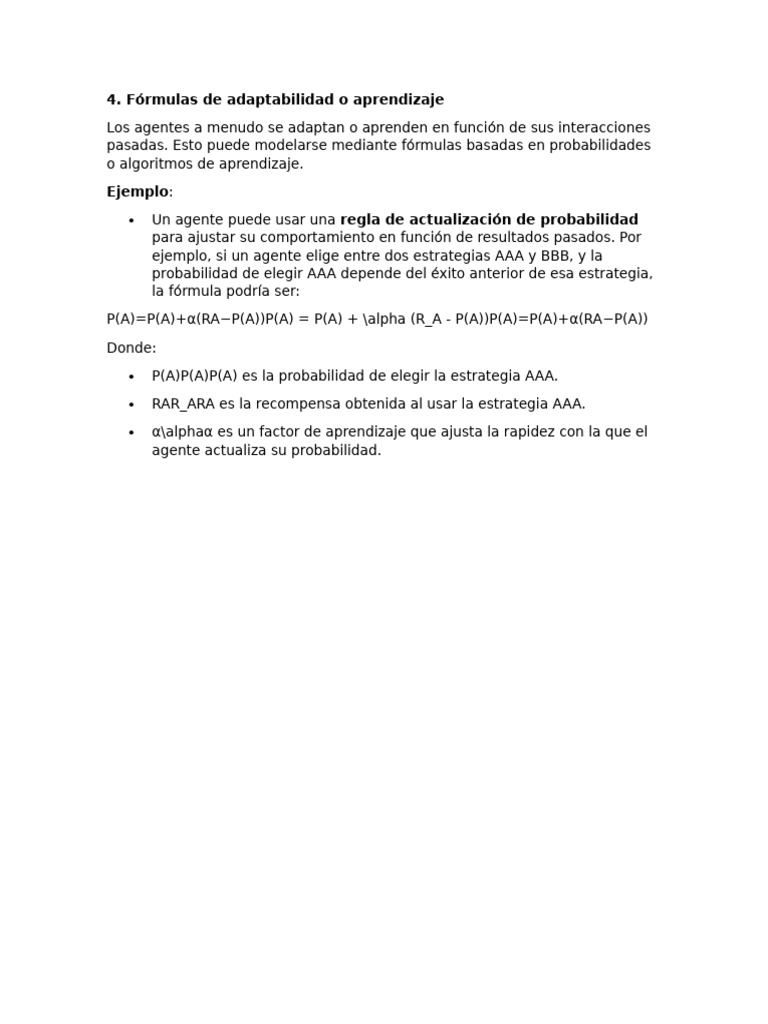 Fórmulas de Adaptabilidad o Aprendizaje | PDF