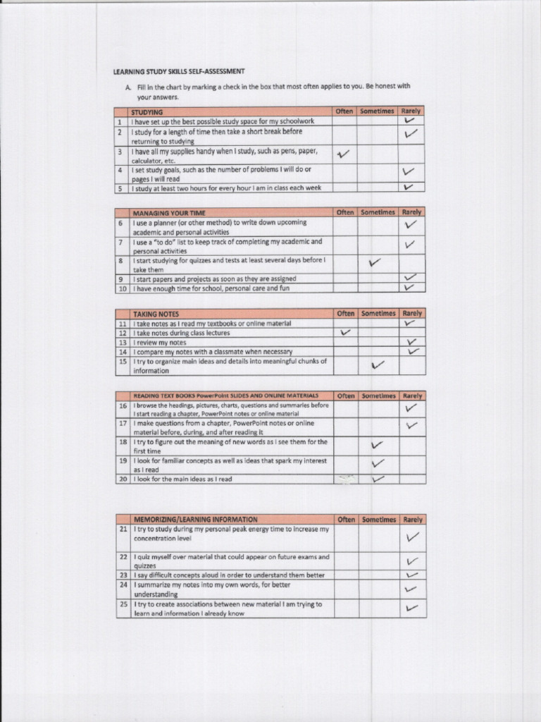 Study Skills Assesment | PDF