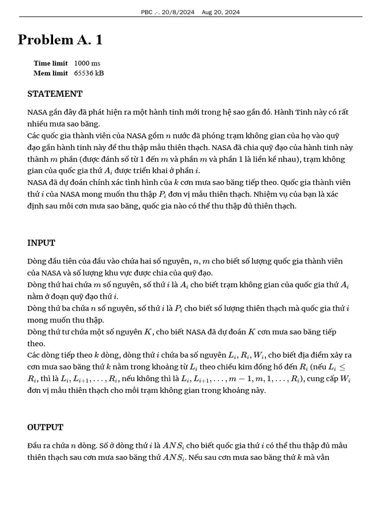 Problem A. 1: Statement | PDF