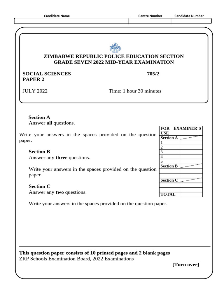 Grade 7 Social Sciences Paper 2 | PDF