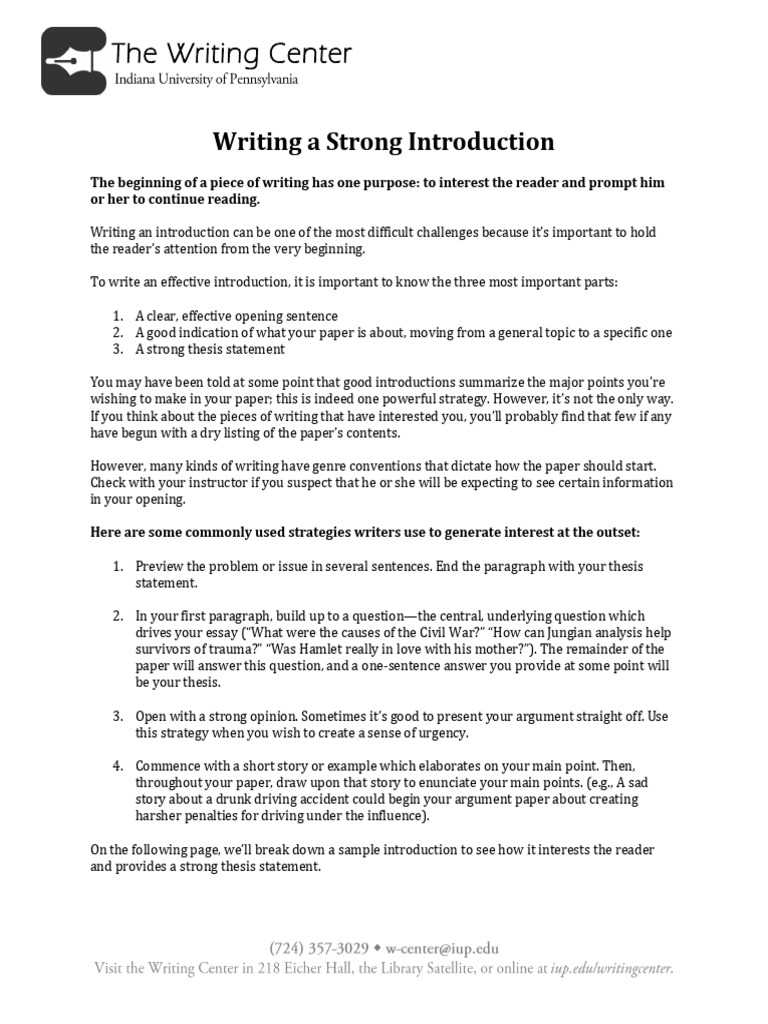 New - Writing A Strong Introduction | PDF