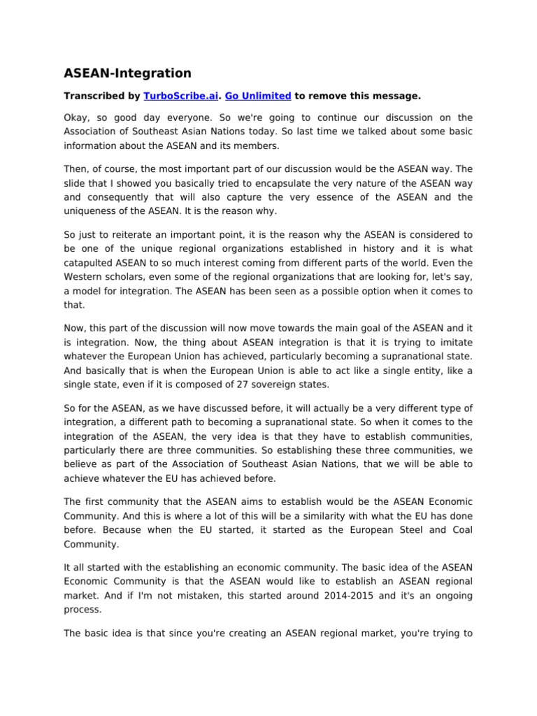 ASEAN Integration | PDF