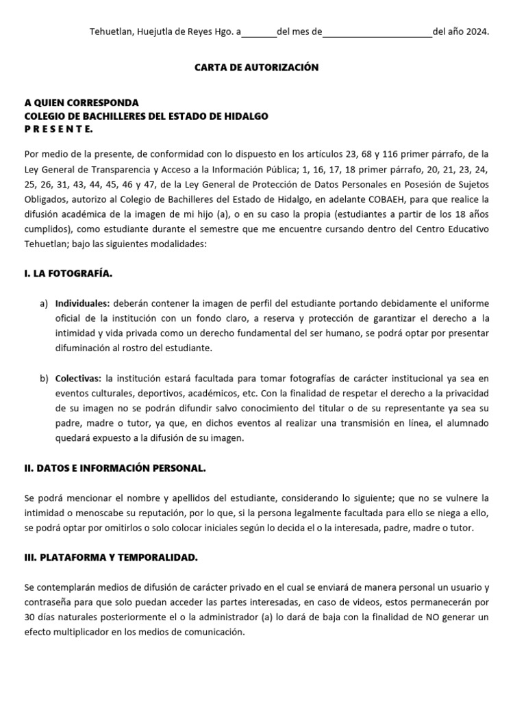 Carta de Autorizacion para Uso de Imagen - Juridico-2 | PDF