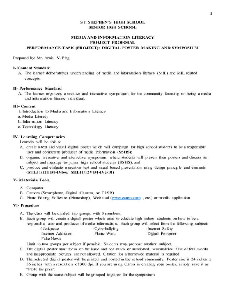 Performance Task - DIGITAL POSTER | PDF