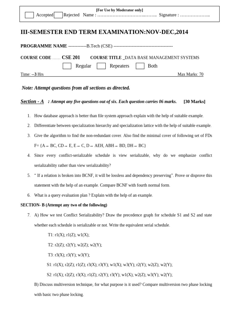 Final - I DBMS - 2014 - B.TECH | PDF | Relational Database | Computers Final - I DBMS - 2014 - B.TECH | PDF | Relational Database | Computers