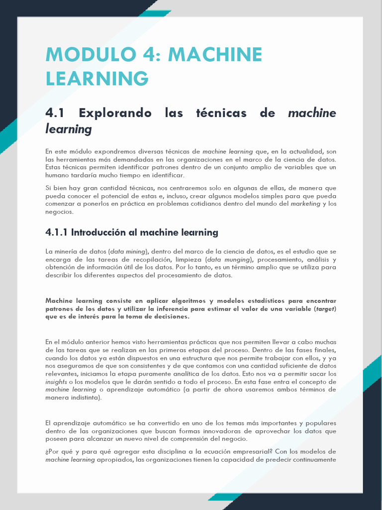 Modulo 4. Machine Learning | PDF