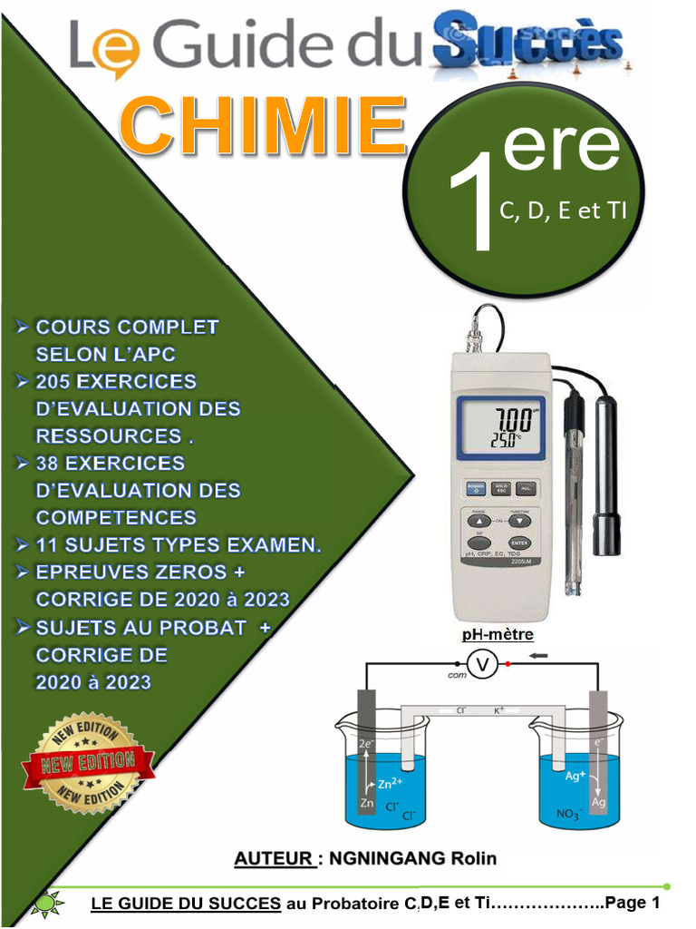SPECIMEN BORD CHIMIE 1ere C, D | PDF