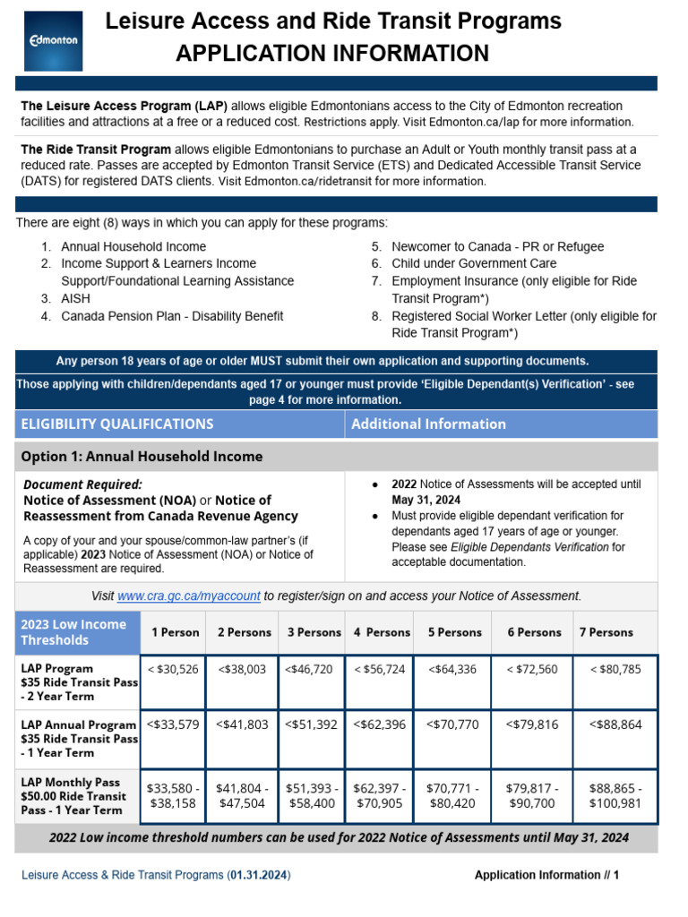 Leisure Access Ride Transit Application Information | PDF