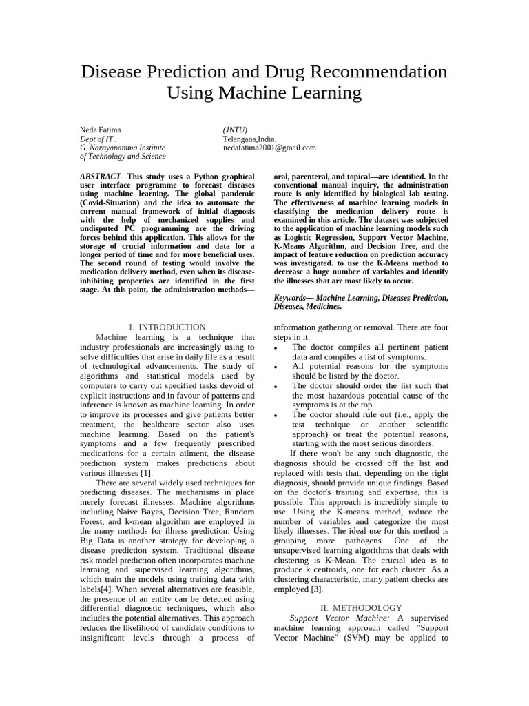Disease Prediction and Drug Recommendation Final | PDF