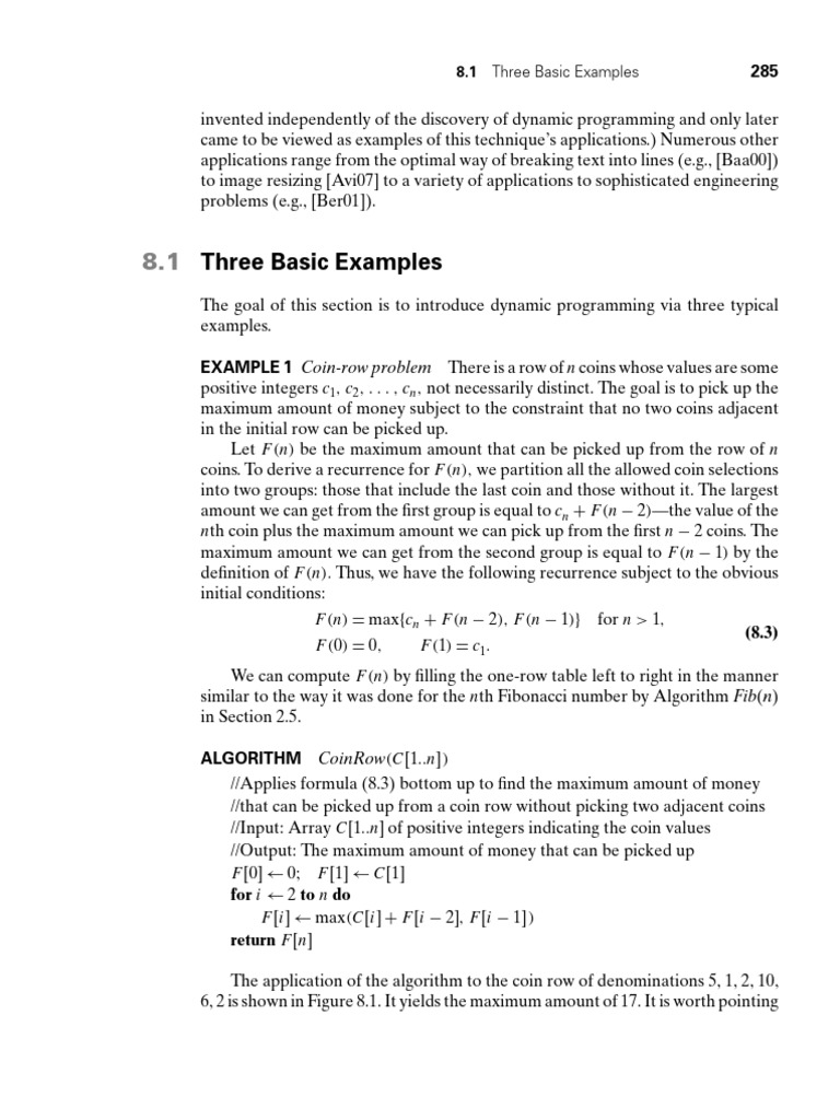Three Basic Examples - DP - Levitin Text Book | PDF
