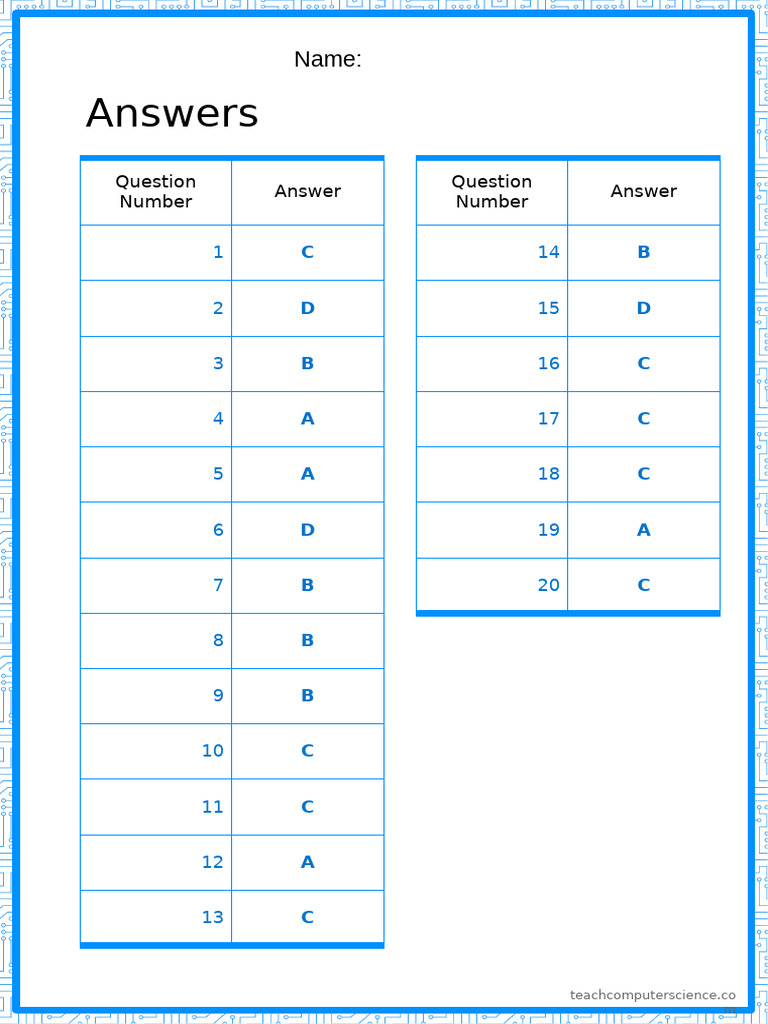 Quiz - Answer Booklet | PDF