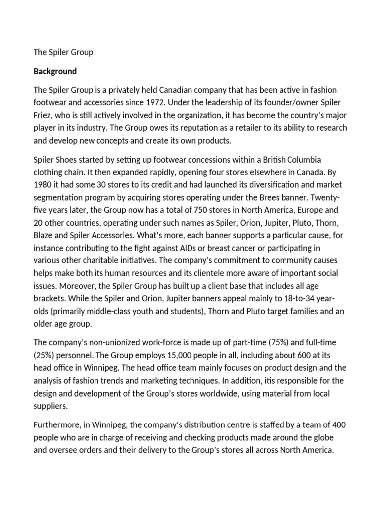 Spiler Group Individual Case #21 | PDF
