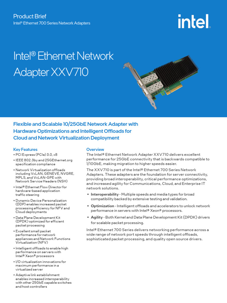 Intel Ethernet Network Adapter XXV710-DA2 | PDF | Computer Network | Network Interface Controller