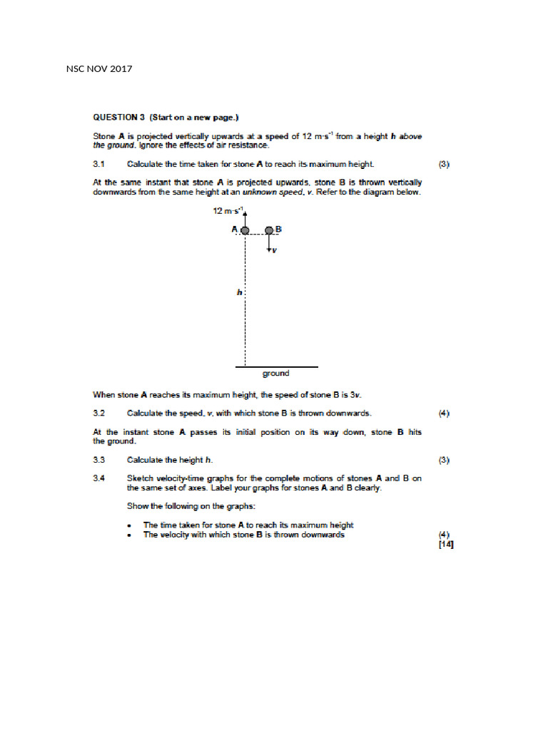 Vertical Projectile Motion Past Paper Questions_ | PDF