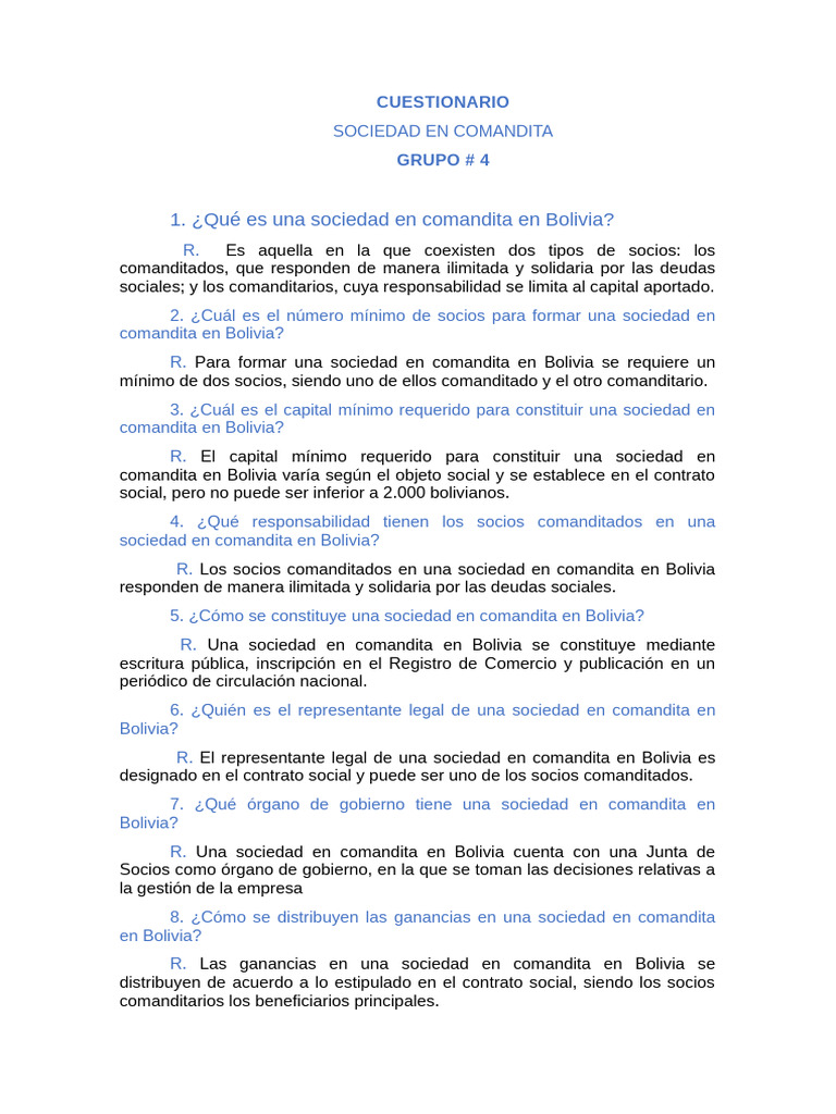 CUESTIONARIO GRUPO 4 | PDF