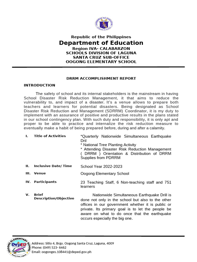 2023 DRRM Accomplishment Report | PDF