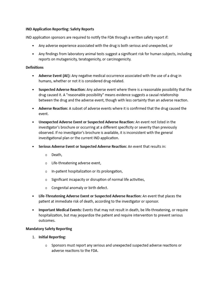 IND Application Reporting | PDF