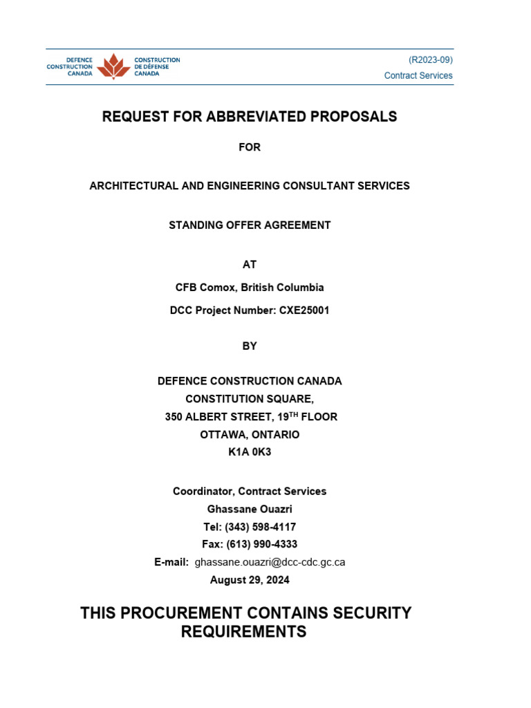 RFAP Standing Offer Agreement CXE25001 | PDF