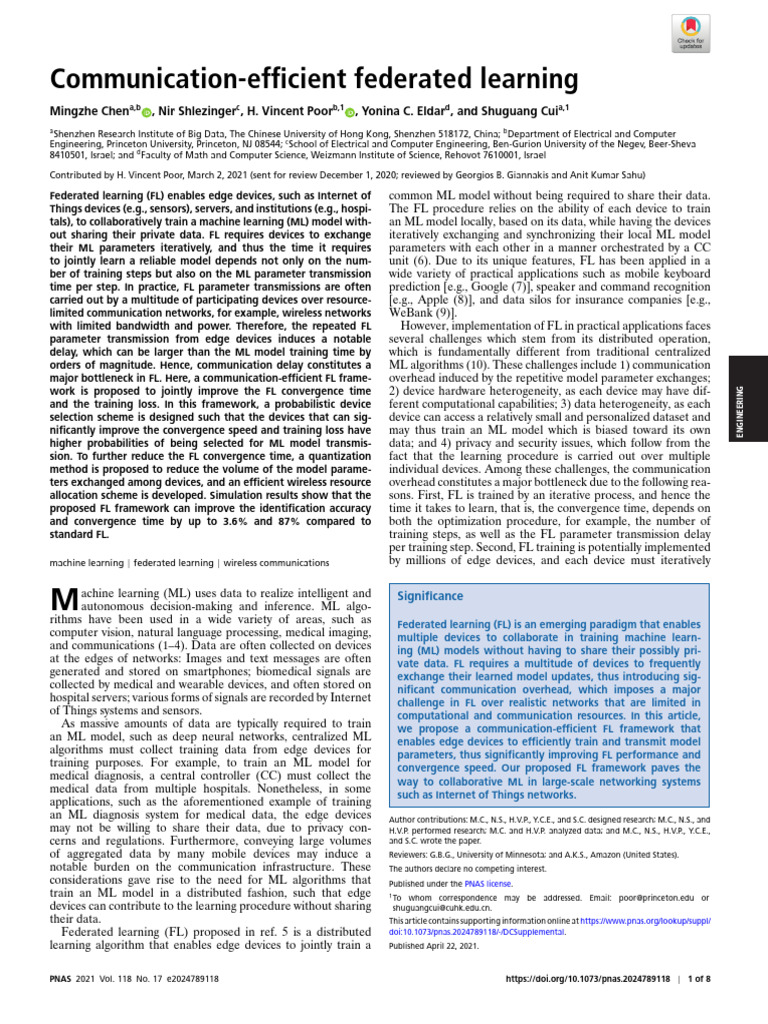 Chen Et Al 2021 Communication Efficient Federated Learning | PDF