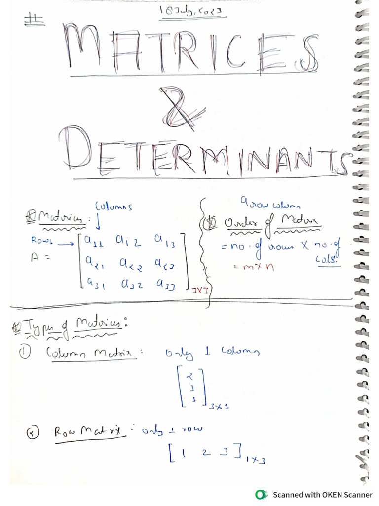 Matrices and Determinants 2 | PDF