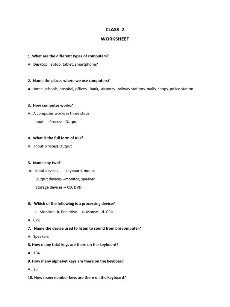 CLASS 2-Computer | PDF