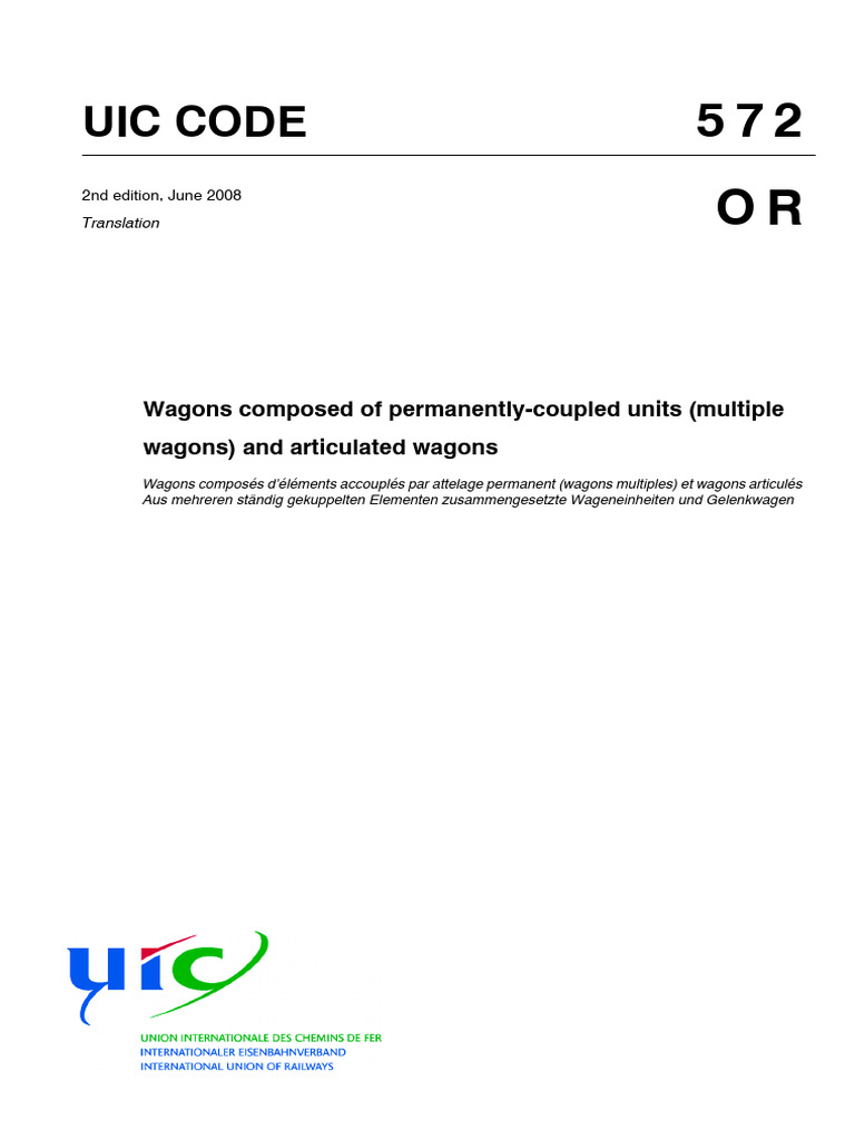 Uic Code: Wagons Composed of Permanently-Coupled Units (Multiple Wagons ...