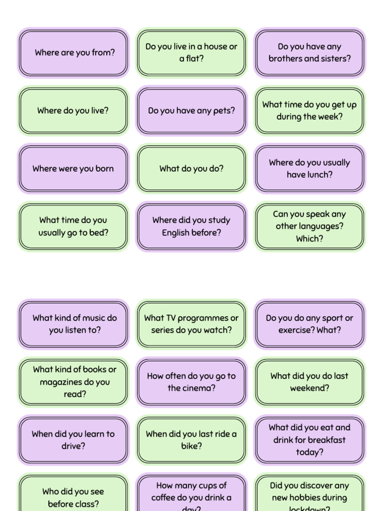 Getting To Know You Conversation Flashcards | PDF